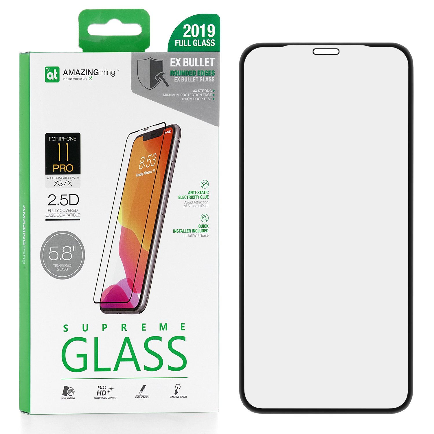 Защитное стекло для Apple iPhone X / XS Amazingthing SupremeGlass Full Glue Black 0.3mm