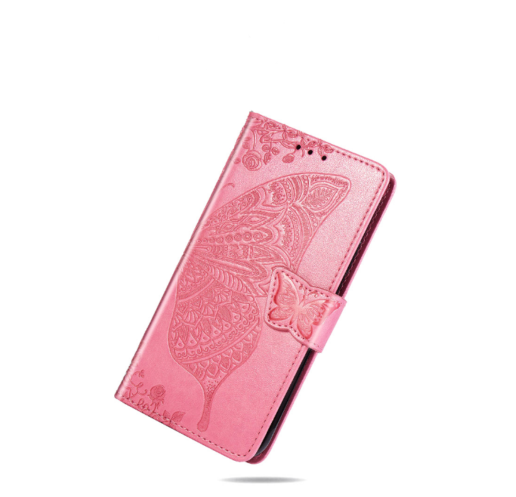 Чехол-книжка MyPads из качественной кожи с тиснением для Xiaomi Redmi Note 8 Pro розовый с