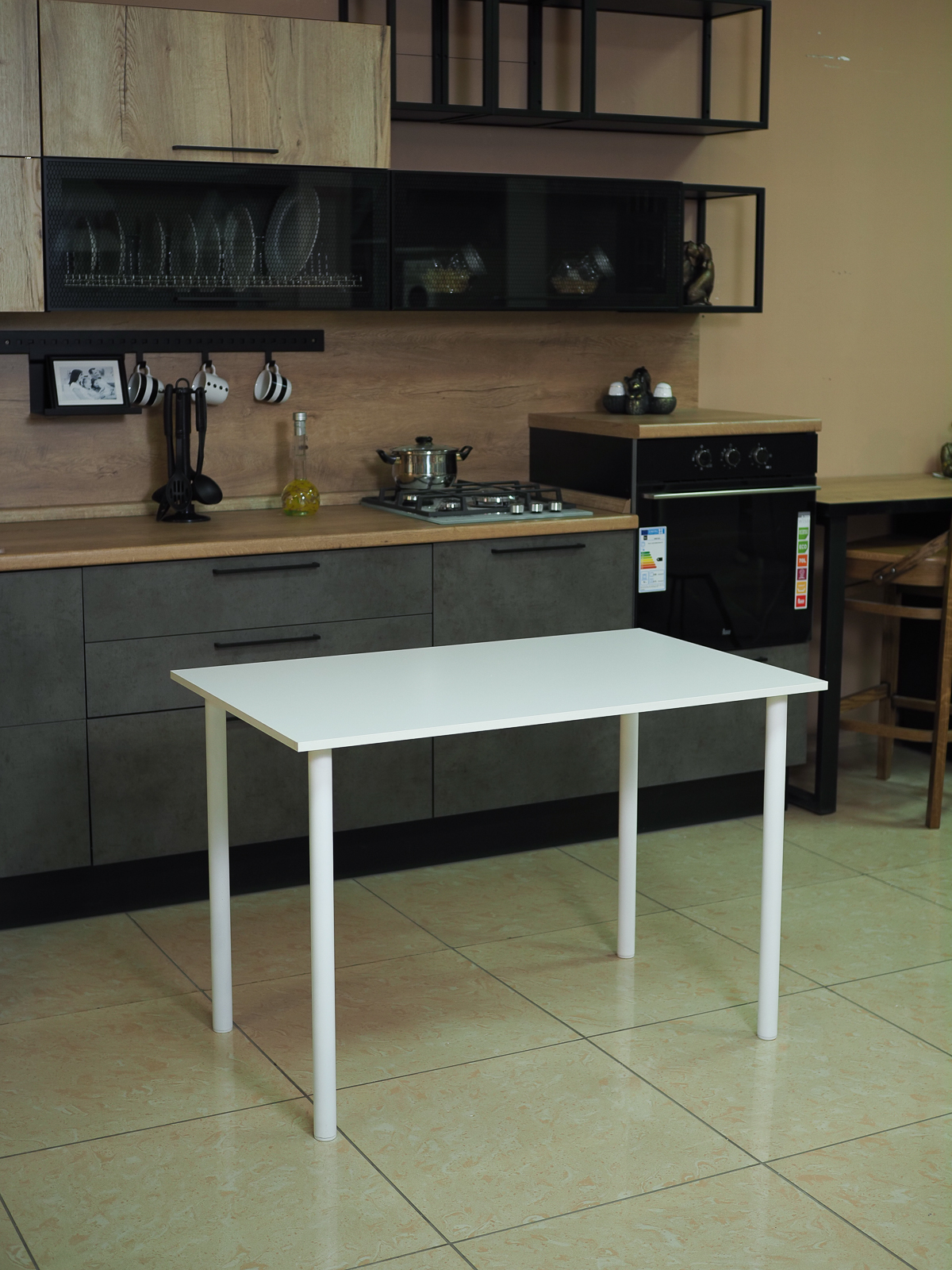 Стол Слим кухонный нераздвижной в стиле лофт Frenesie, ЛДСП белый, 110x70x75 см.