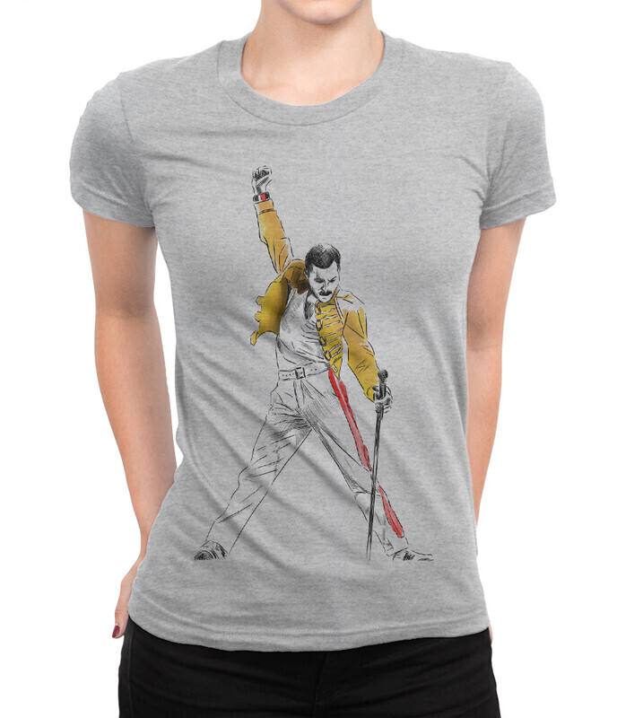 Футболка женская Dream Shirts Фредди Меркьюри Queen 1000699-1 серая M