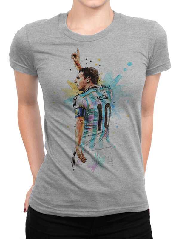 Футболка женская Dream Shirts Футболист Лионель Месси 2206-messi-1 серая M