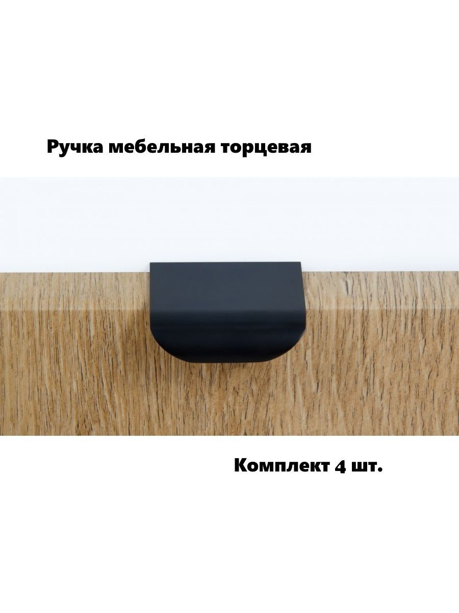 Ручка мебельная торцевая RT110BL.1/16 черное (комплект 4 шт)