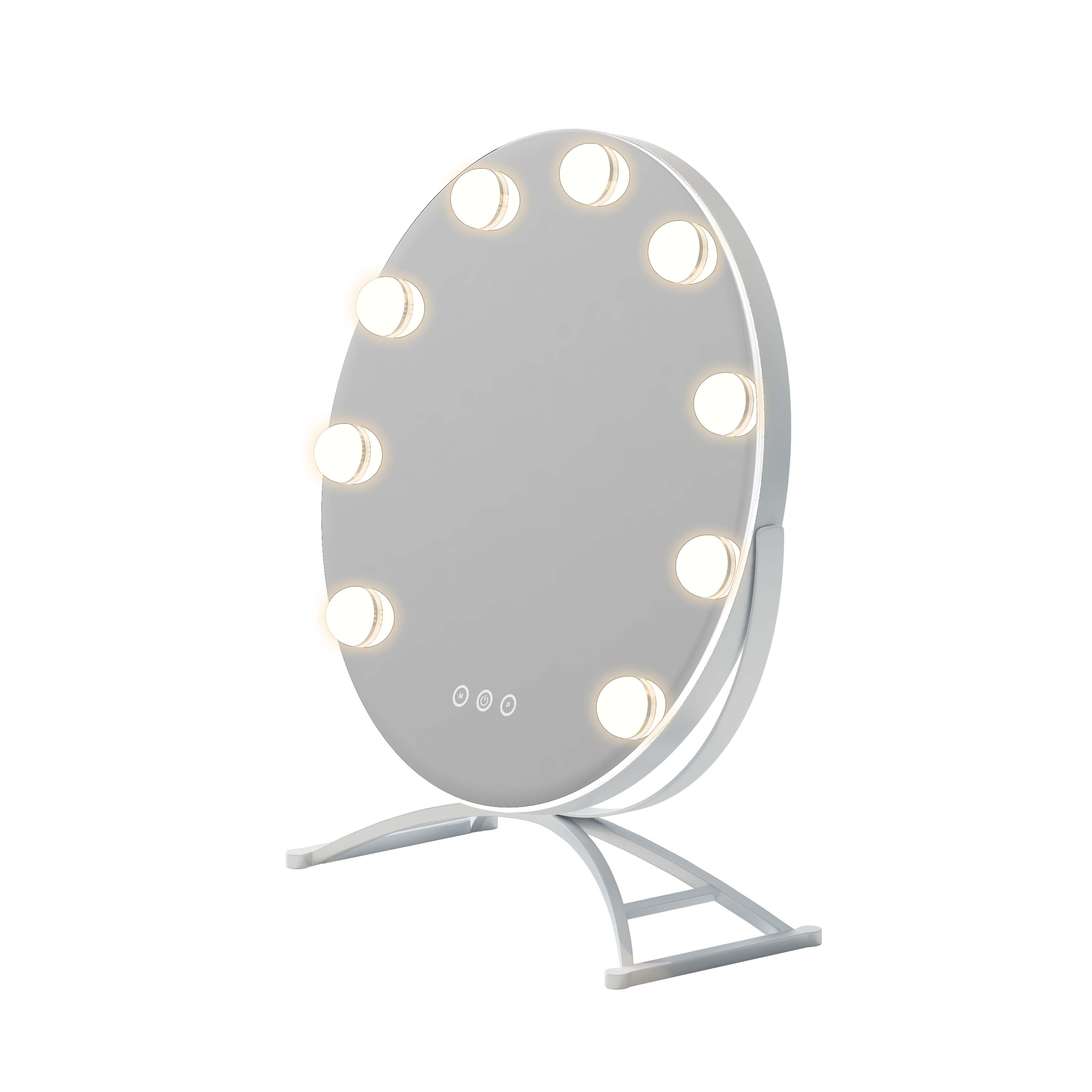 Круглое настольное зеркало FENCHILIN DC117-8 с подсветкой, 40 см, белое