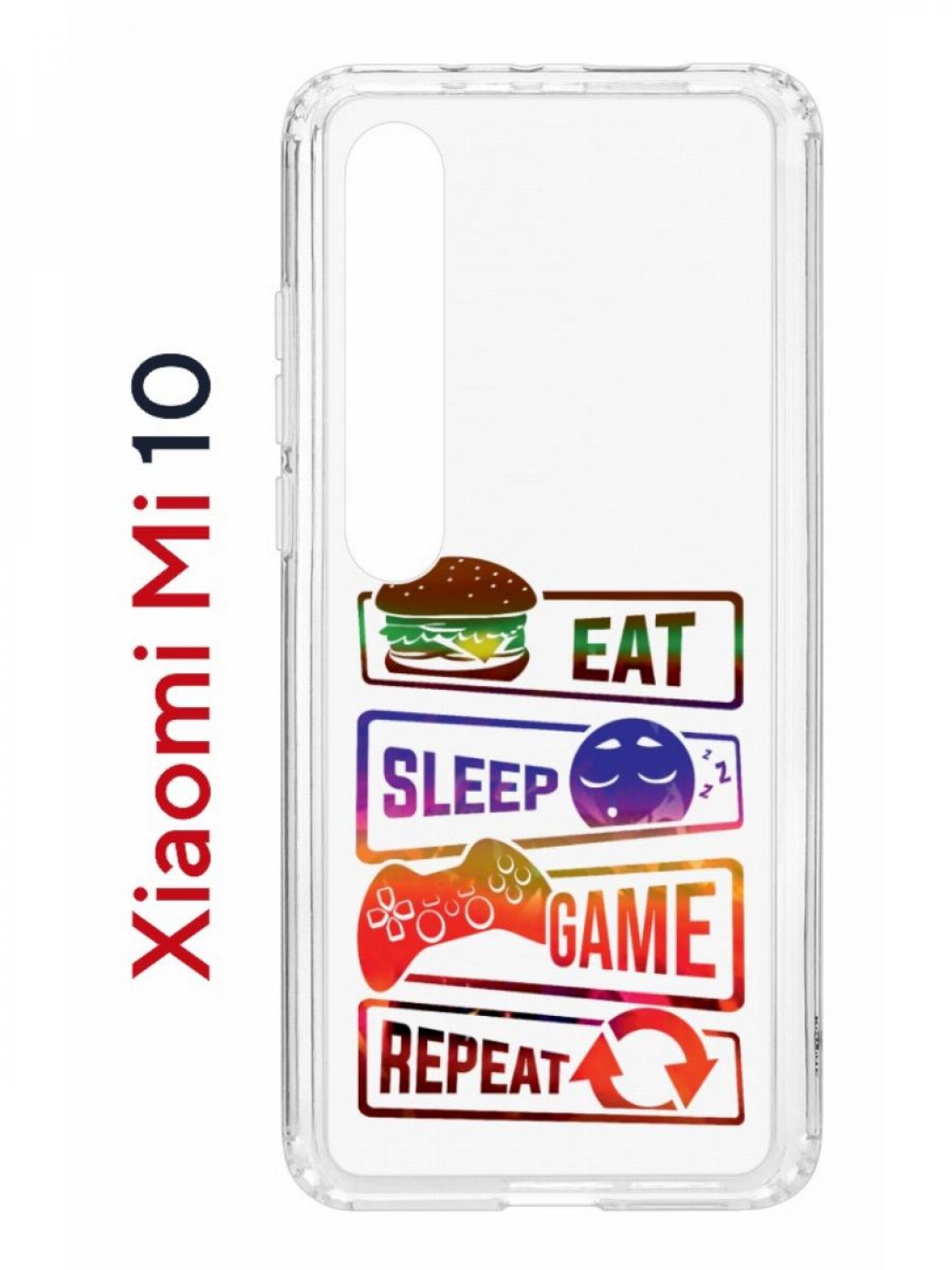 Чехол на Xiaomi Mi 10/Mi 10 Pro Kruche Print Repeat,противоударный бампер,с защитой камеры