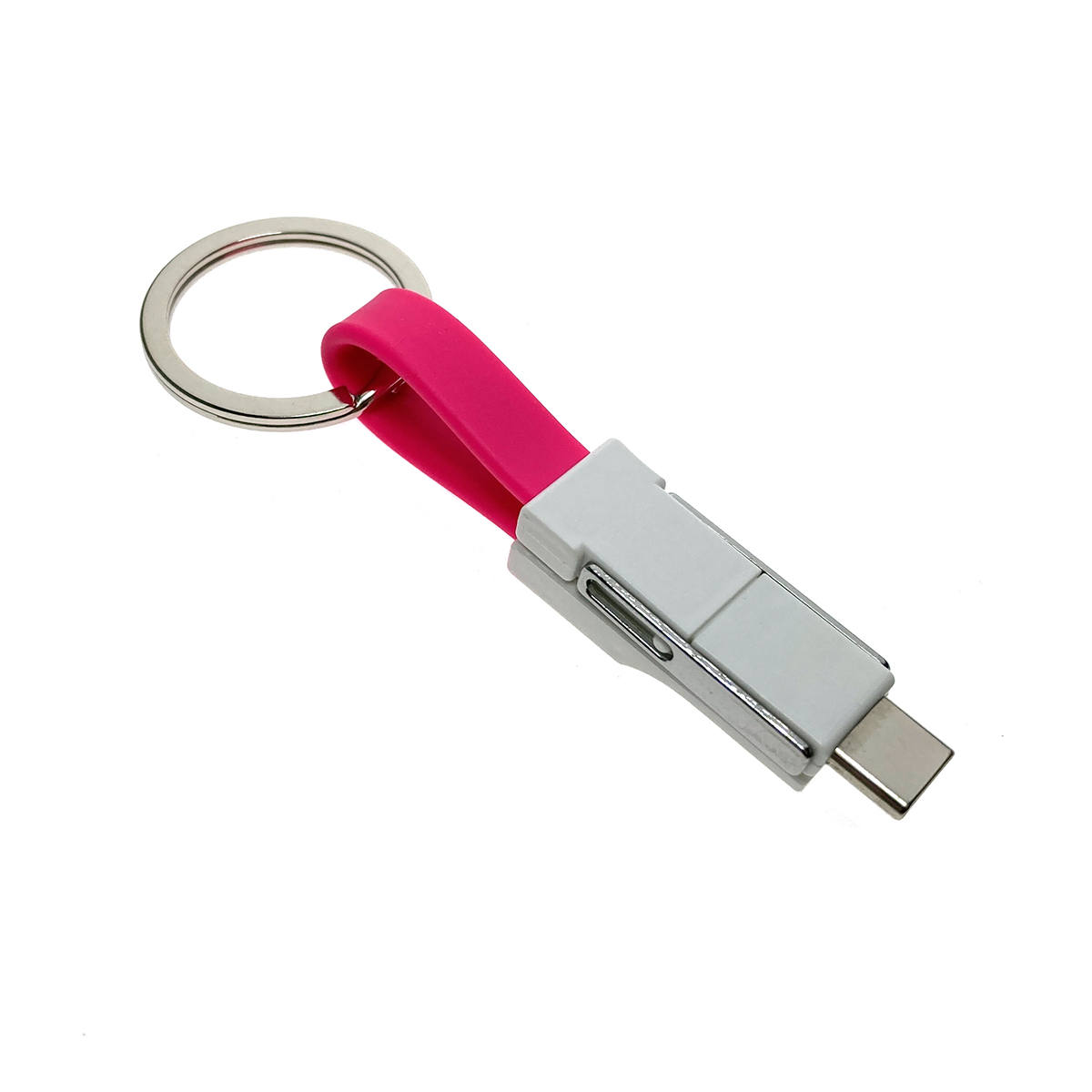 Универсальный брелок-переходник 3в1 Espada Emagn3i1 USB C+microUSB+Lightning, розовый