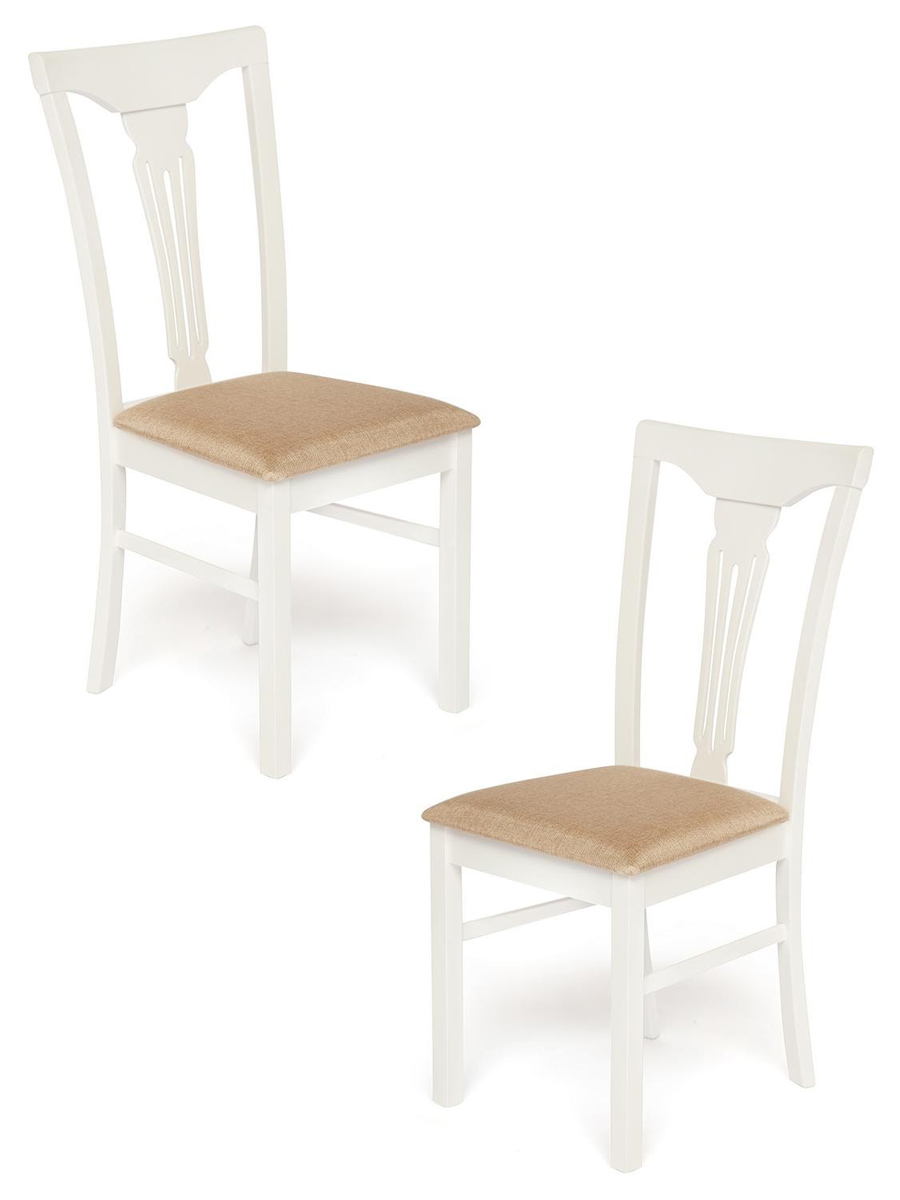 Комплект стульев (2 шт.) TetChair Гермес дерево гевея, Ivory white, ткань песочная