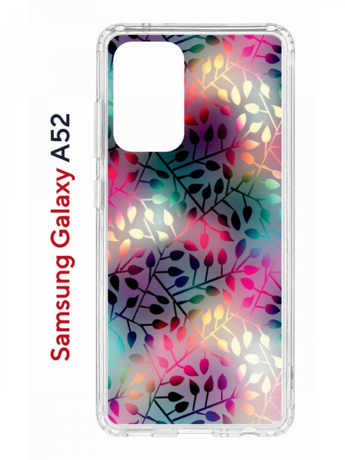 Чехол на Samsung A52 Kruche Print Цветные листья,противоударный бампер,с защитой камеры