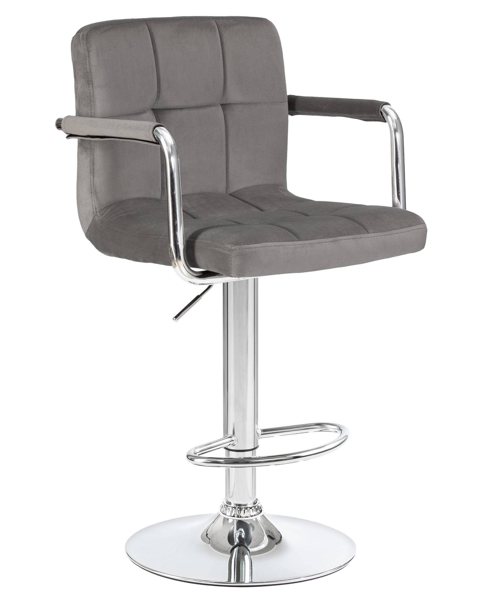 Барный стул Империя стульев KRUGER ARM-D LM-5011 grey velours(MJ9-75), хром/серый