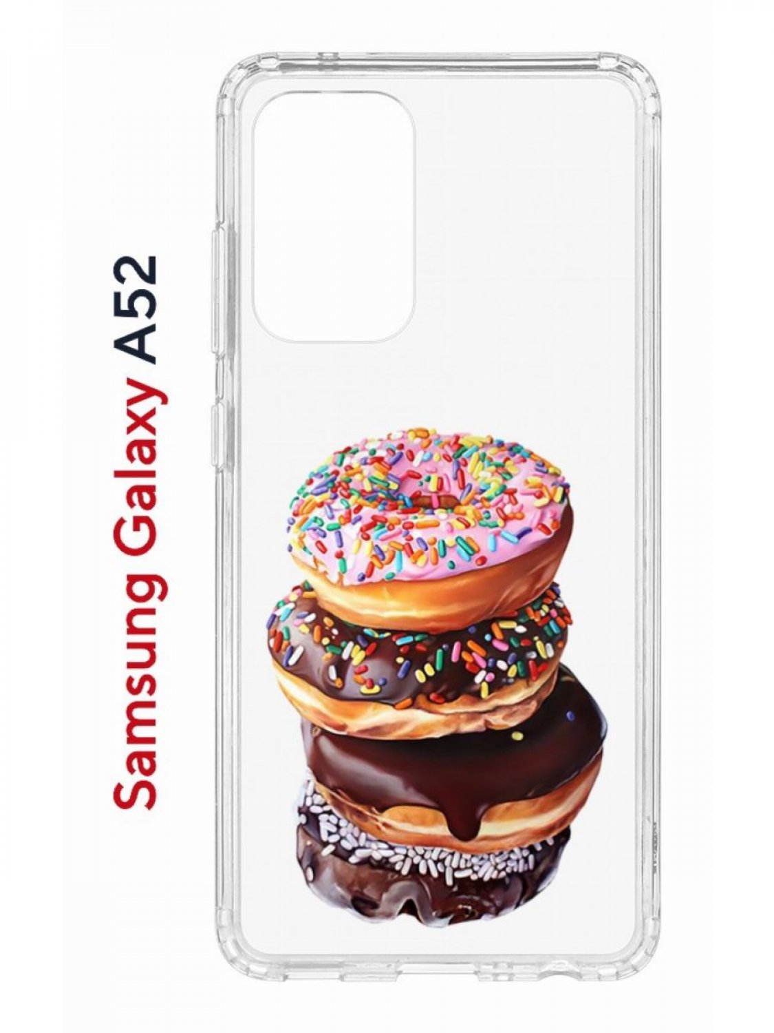 Чехол на Samsung A52 с принтом Kruche Print Donuts,противоударный бампер,с защитой камеры