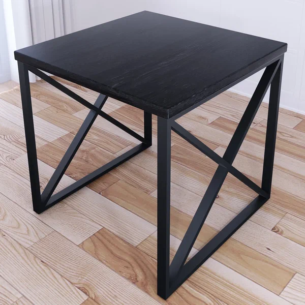 Стол кухонный Solarius Loft с крестообразными ножками 60x60х75 черный оникс черные ножки