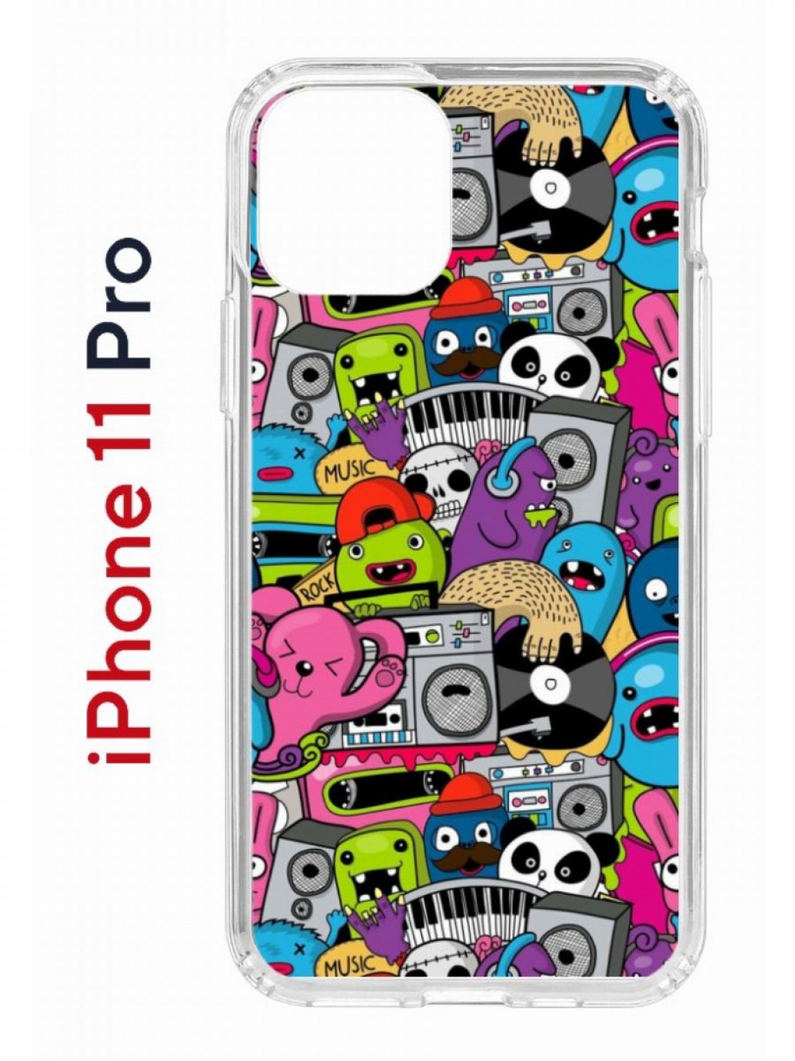 Чехол на iPhone 11 Pro с принтом Kruche Print Monsters music, бампер с защитой камеры