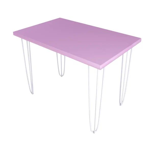 Стол кухонный Solarius Loft металл-дерево 110x60х75, розовый, белые ножки-шпильки