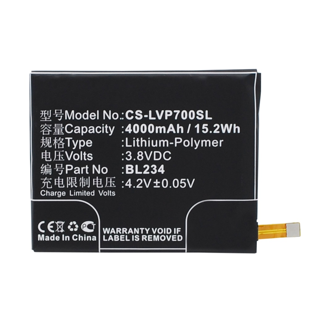 Аккумулятор CS-LVP700SL (BL234) для Lenovo P70T 3.8V/4000mAh/15.20Wh