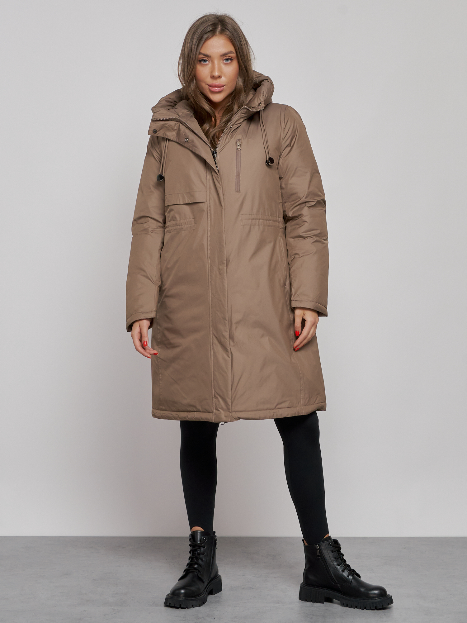 Пальто женское MTFORCE 52333 коричневое XL