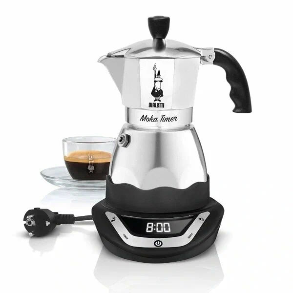 Электрическая гейзерная кофеварка Bialetti Moka Timer 3 серебристая