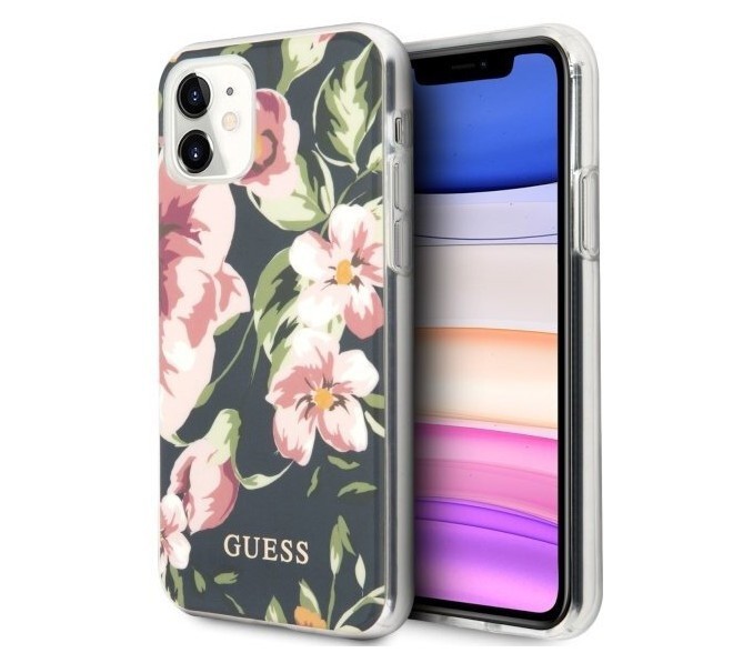 Чехол CG Mobile Guess Flower TPU/PC Shiny N.3 iPhone 11 Темно-синий