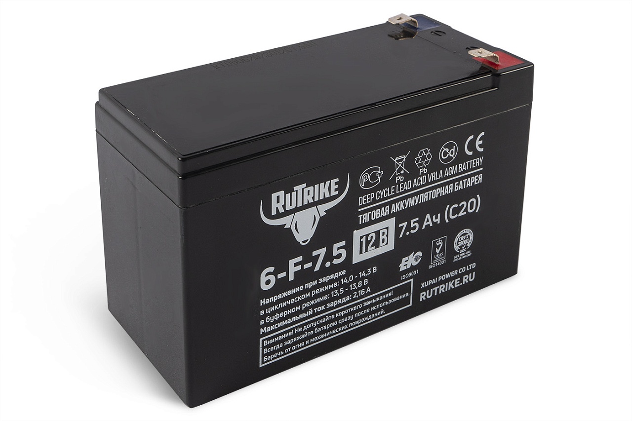 Аккумулятор для ИБП Rutrike 6-F-7,5 12V7,5A/H C20 7.5 А/ч 12 В