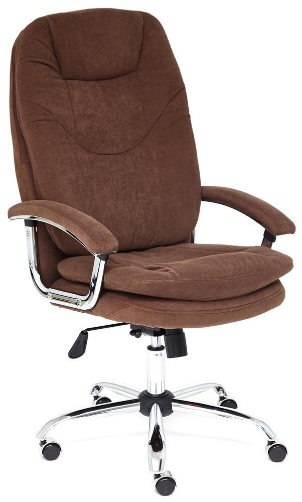 Кресло руководителя Империя стульев SOFTY LUX Flock флок, коричневый