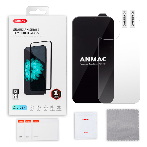 Защитное стекло ANMAC для iphone 12 Mini + пленка назад 3D черный