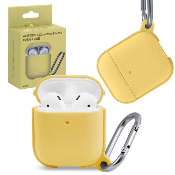 Чехол AirPods 1/2 leather Silicone yellow