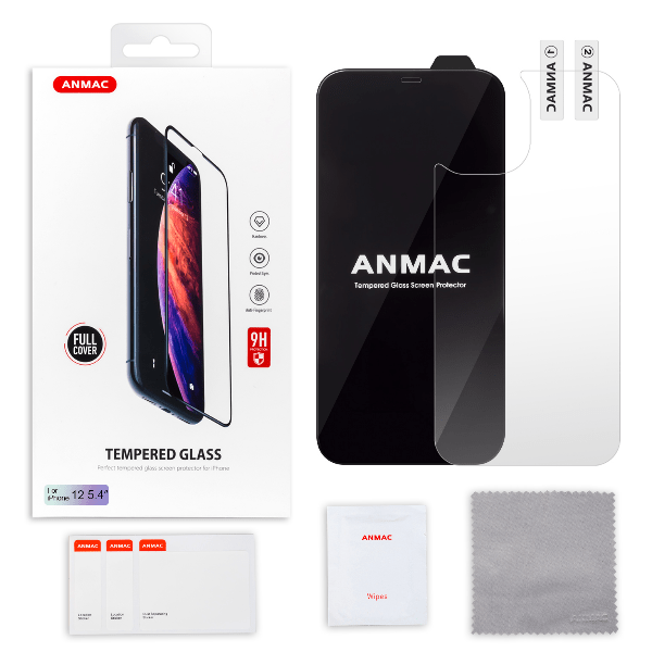 Защитное стекло ANMAC для iphone 12 Mini + пленка назад Full Cover черный