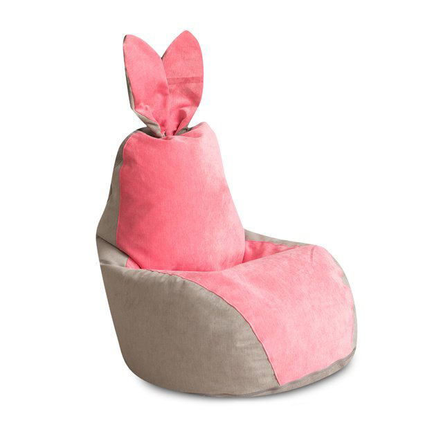 Кресло-мешок Зайчик Серо-розовый