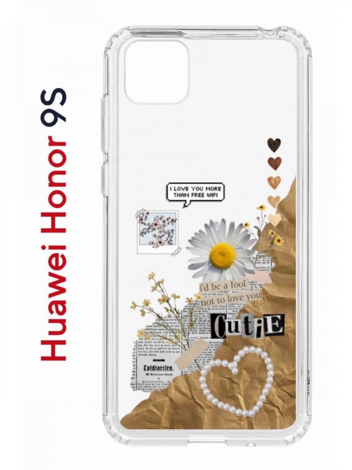 Чехол на Honor 9S, Huawei Y5p 2020 Kruche Print Крафтовые наклейки, противоударный бампер