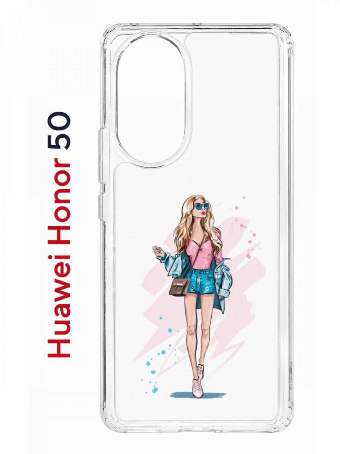 Чехол на Honor 50, Huawei Nova 9 Kruche Print Fashion Girl, противоударный бампер