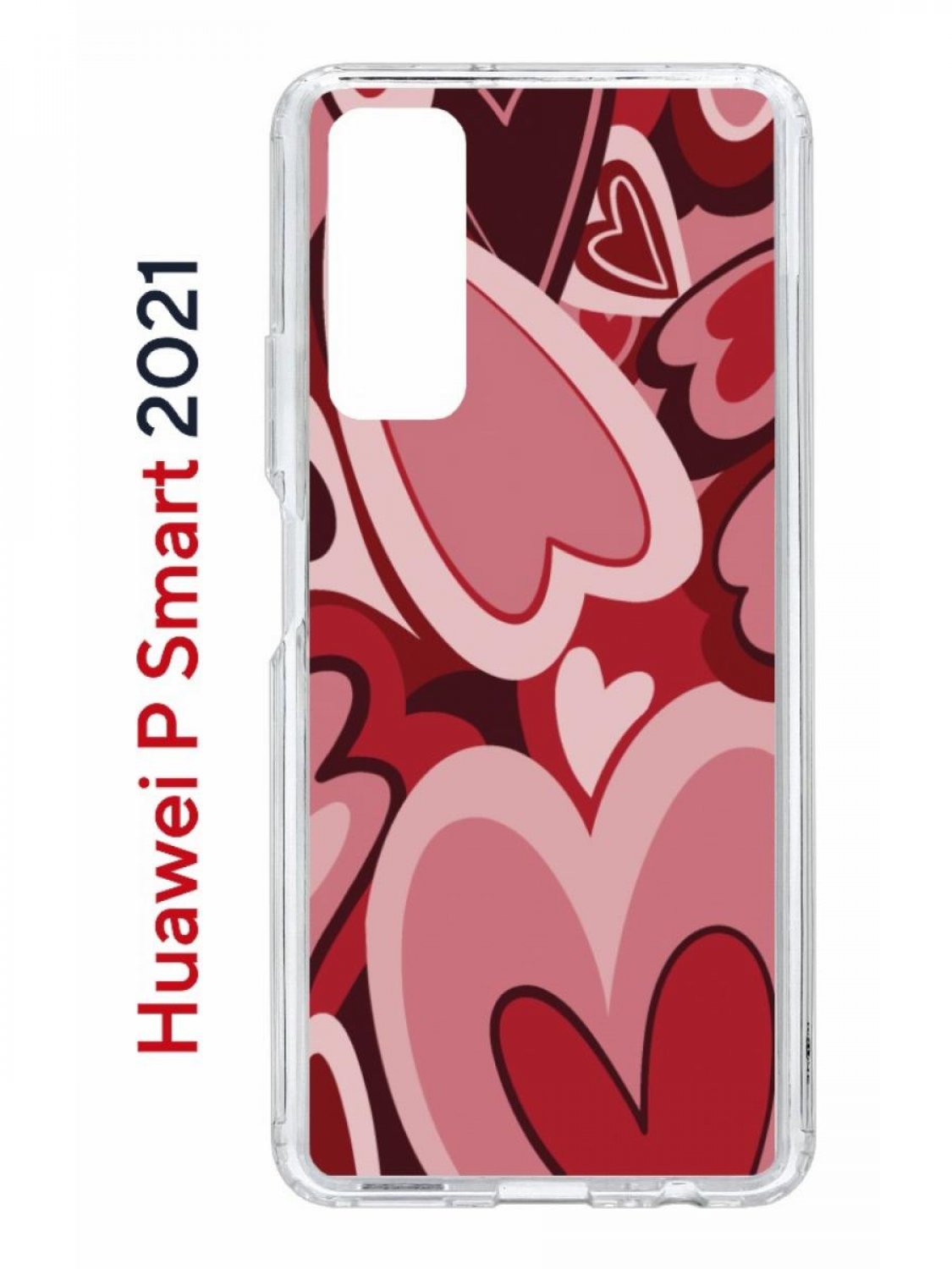 Чехол на Huawei P Smart 2021 с принтом Kruche Print Сердечки, противоударный бампер