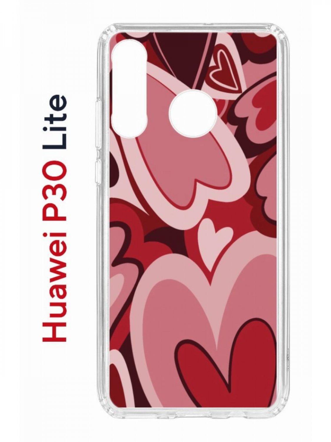Чехол на Huawei P30 Lite с принтом Kruche Print Сердечки, противоударный бампер