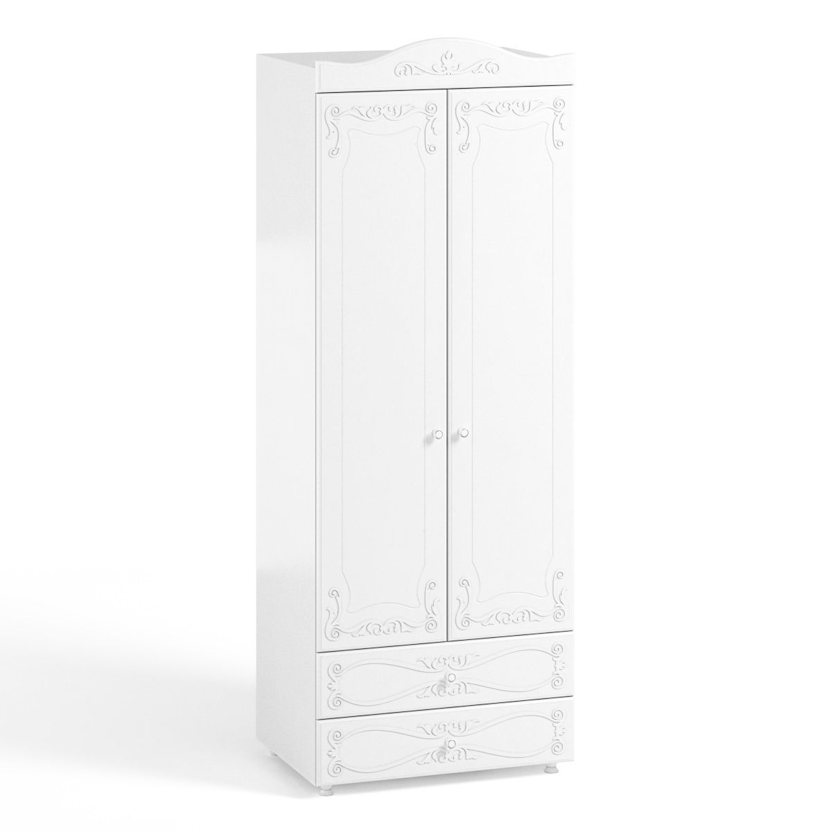 Шкаф 2 дв (560) с 2 Малыми глухими дверьми и ящиками Катрин-К ИТ-49 Италия Белое дерево