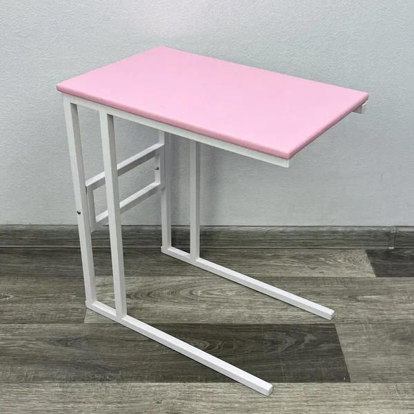 Стол прикроватный Solarius Loft металл-дерево 55x35x60, розовый с белыми ножками