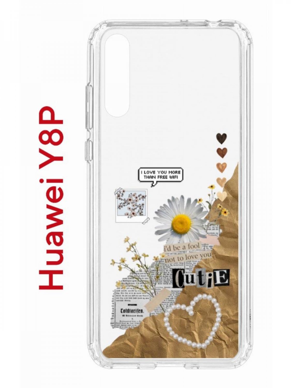 Чехол на Huawei Y8P,P Smart S 2020 Kruche Print Крафтовые наклейки, противоударный бампер