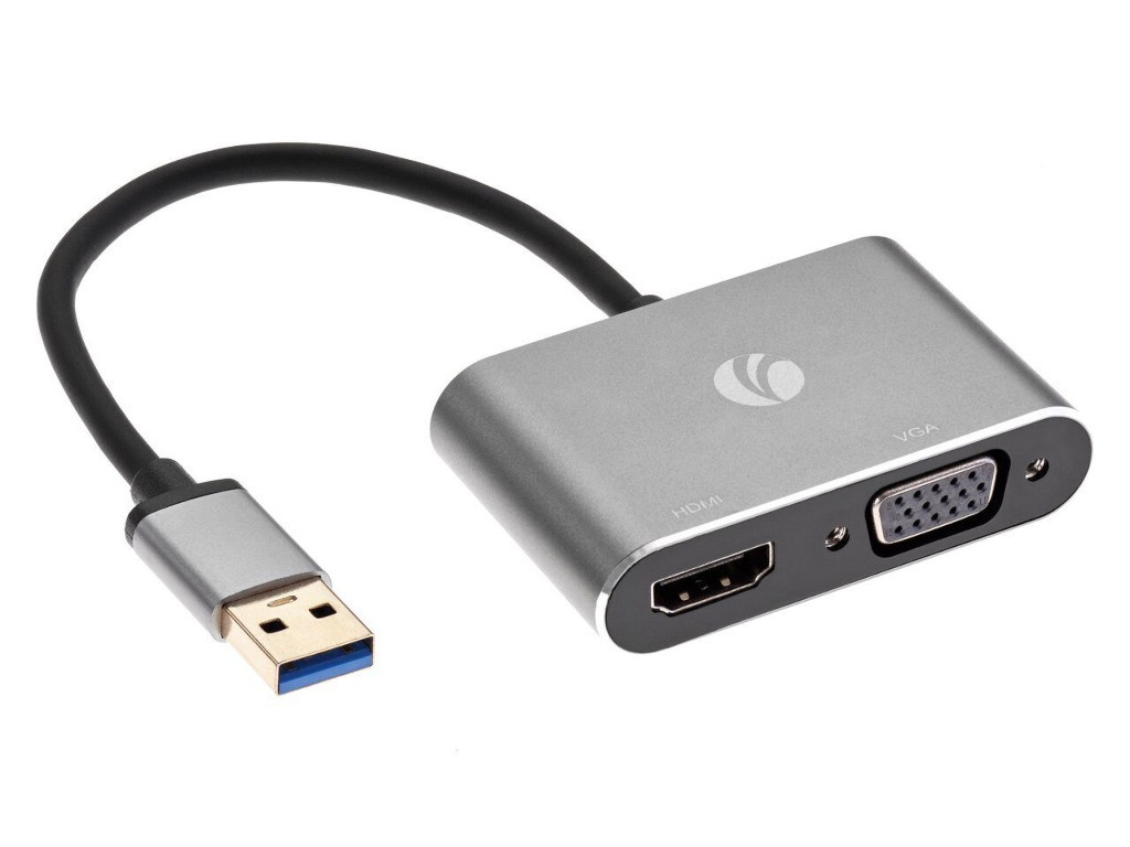 Кабель Vcom USB 3.0 AM - HDMI/F + VGA/F CU322M