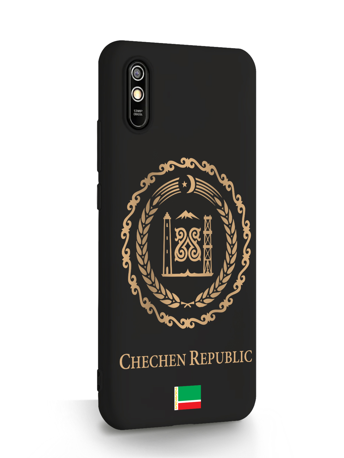 Чехол SignumCase для Xiaomi Redmi 9A Золотой Герб Чечни черный