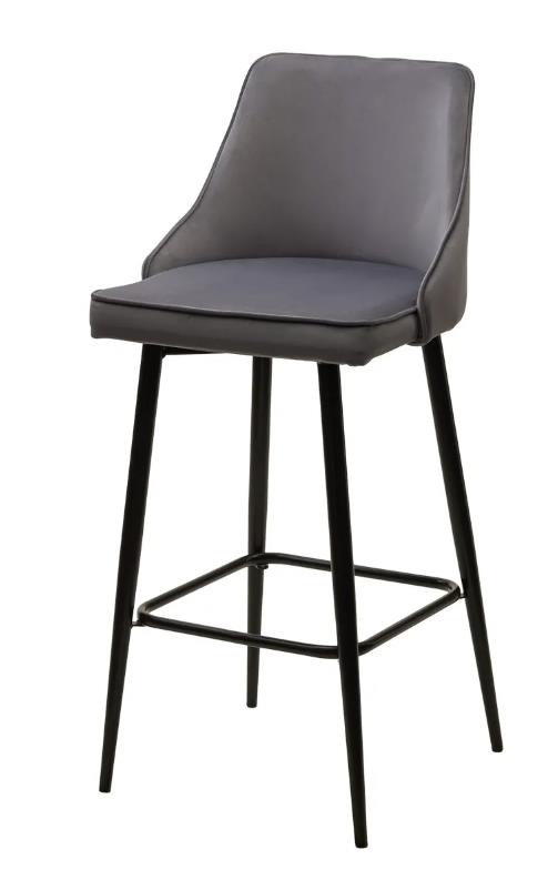 Барный стул M-CITY ПАРКЕР механизм 360° H-14 Серый, велюр / черный каркас