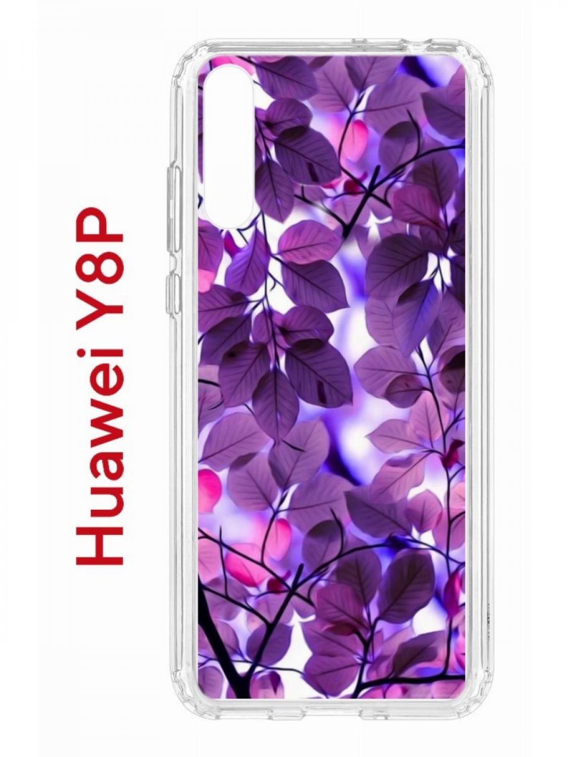 Чехол на Huawei Y8P,P Smart S 2020 Kruche Print Purple leaves, противоударный бампер