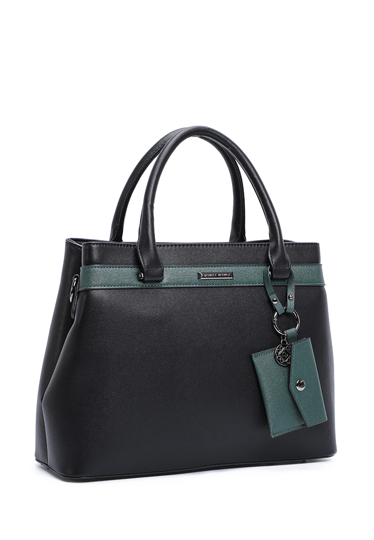 Комплект (брелок+сумка+кошелек) женский Daniele Patrici FWJ-127, черный/зеленый
