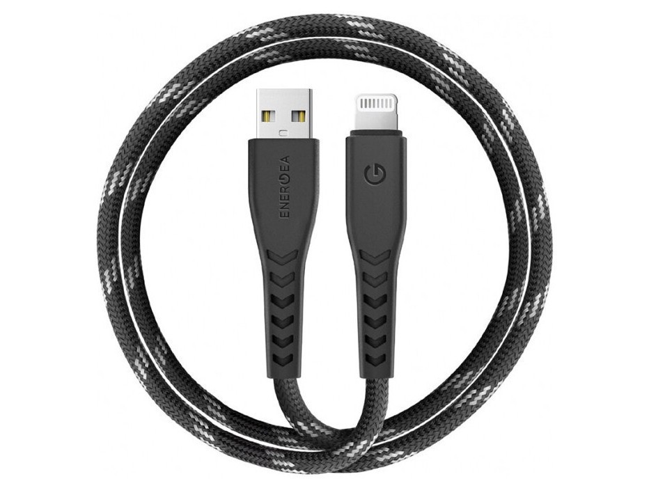 Кабель EnergEA NyloFlex USB - Lightning MFI 3А 3 м, цвет Черный (CBL-NF-BLK300)