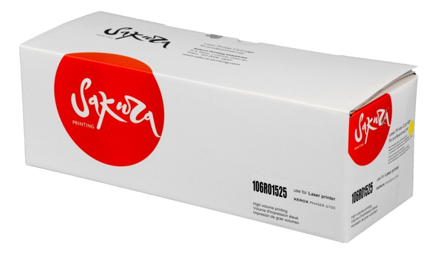 Картридж для лазерного принтера SAKURA 106R01525 SA106R01525 Yellow, совместимый