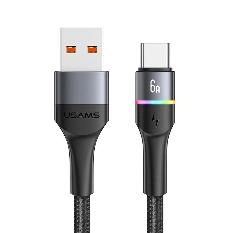 Кабель USAMS US-SJ536 U76 USB - Type-C 6A Fast Charging 1.2m 1,2 м черный