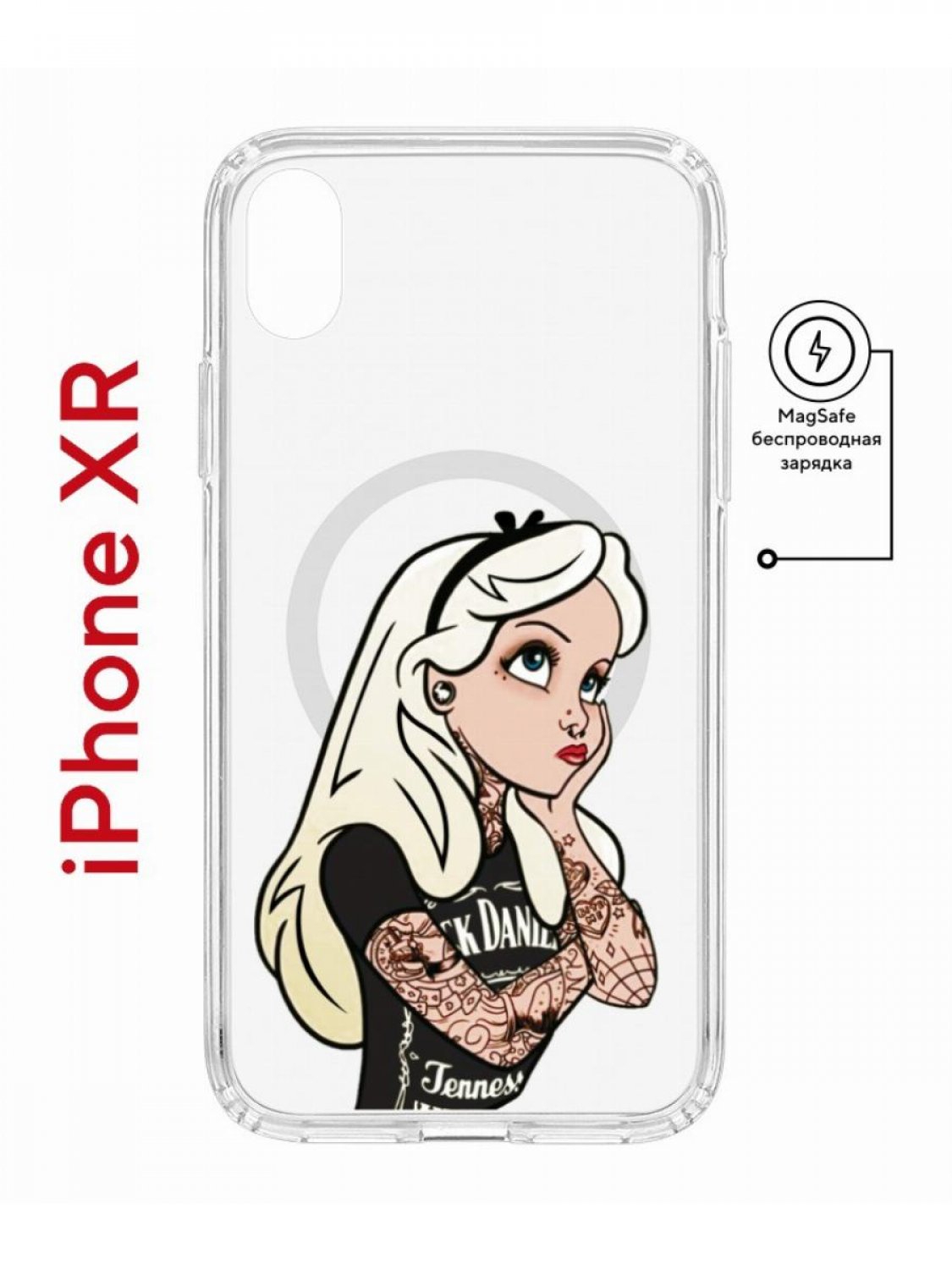 Чехол на iPhone XR MagSafe с принтом Kruche Print Tattoo Girl противоударный с магнитом