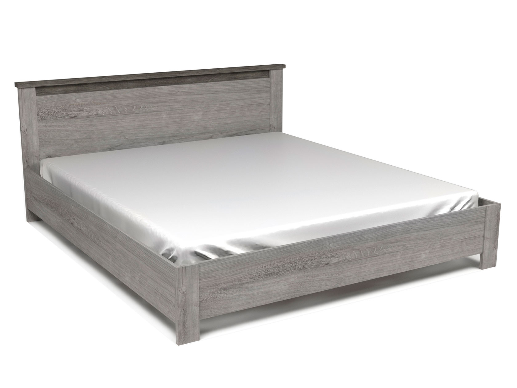 Двуспальная кровать Денвер Риббек серый/Камень темный, 1800х2000 мм, С основанием