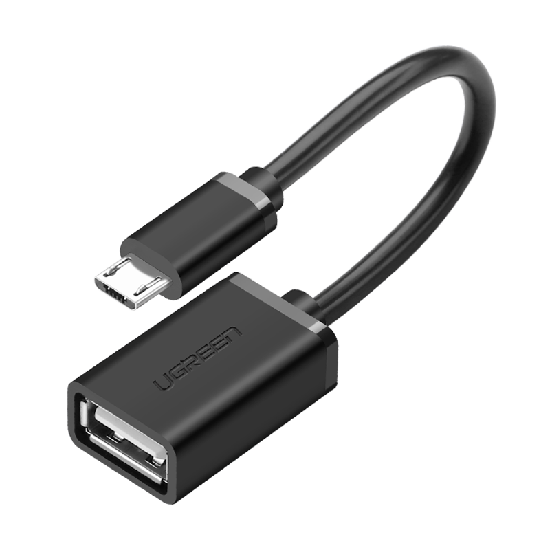 Кабель UGREEN US133 (10396) Micro USB Male to USB-A Female Cable, 10 см, черный