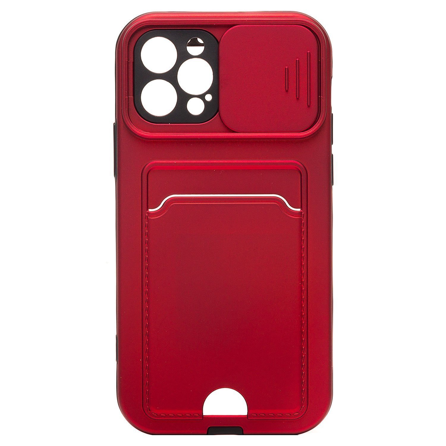 Чехол iPhone 12 Pro пластиковый с картхолдером №2 <красный>