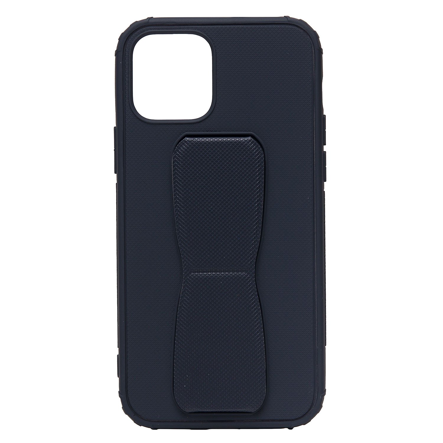 Чехол iPhone 12, iPhone 12 Pro пластиковый с подставкой и магнитом <темно-синий>