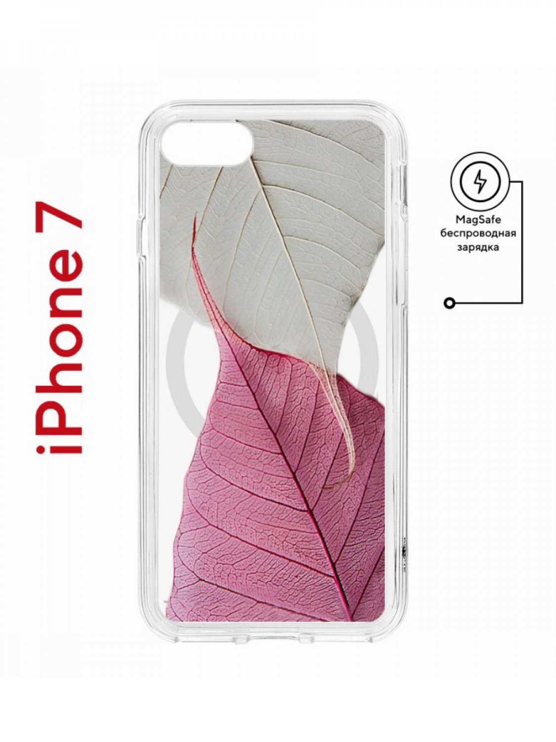 Чехол на iPhone 7, 8, SE 2020 2022 MagSafe Kruche Print Pink and white с магнитом