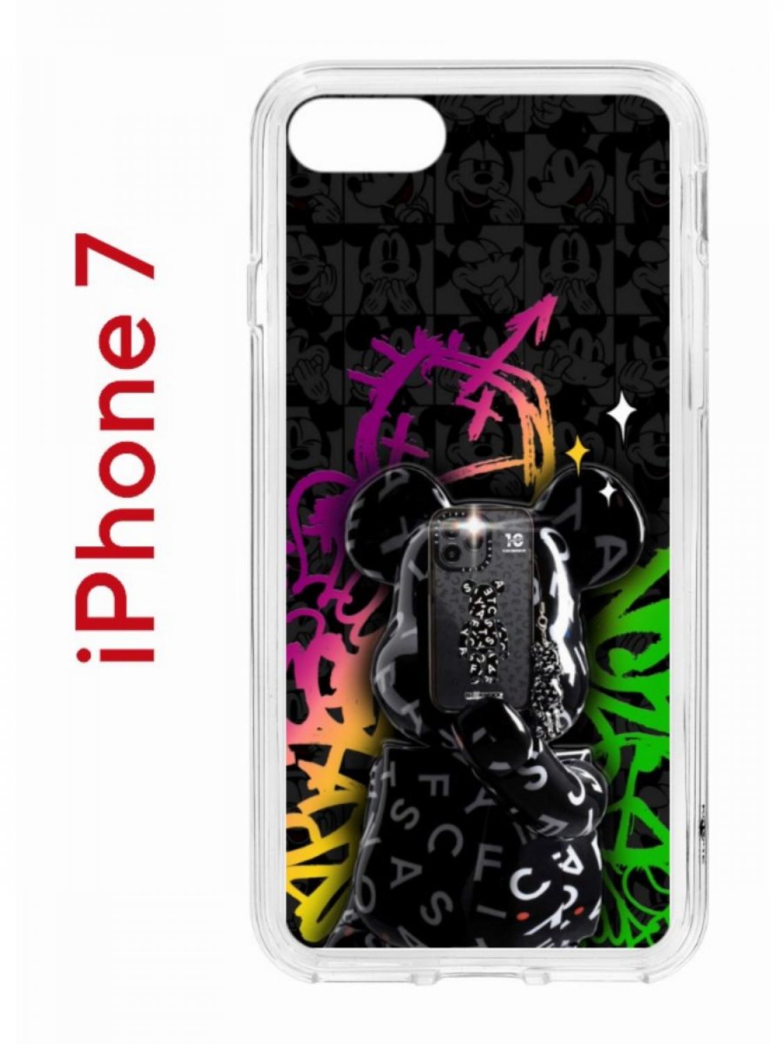 Чехол на iPhone 7,8,SE 2020 2022 Kruche Print Микки Маус, бампер с защитой камеры