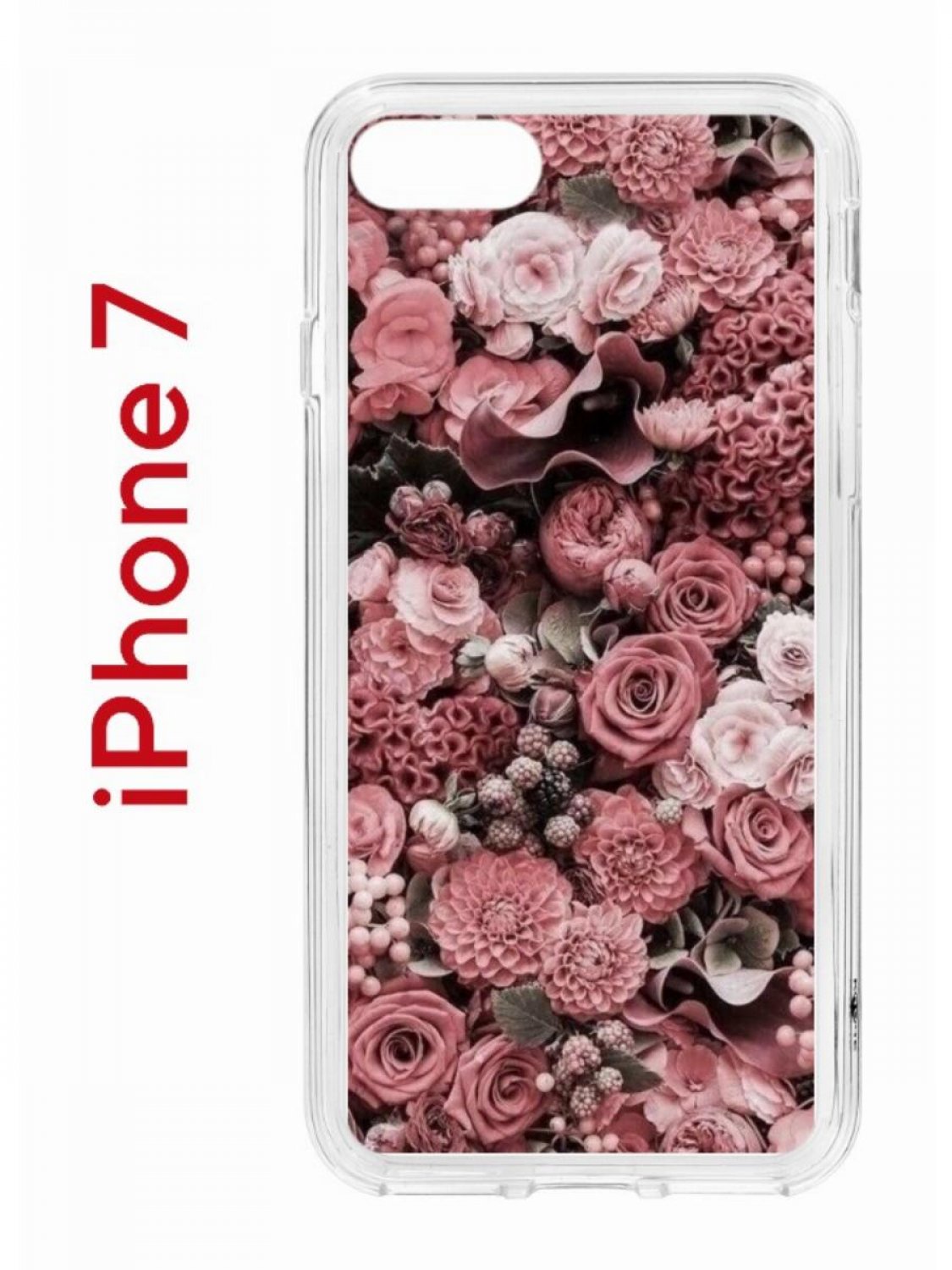 Чехол на iPhone 7,8,SE 2020 2022 Kruche Print Цветы, бампер с защитой камеры