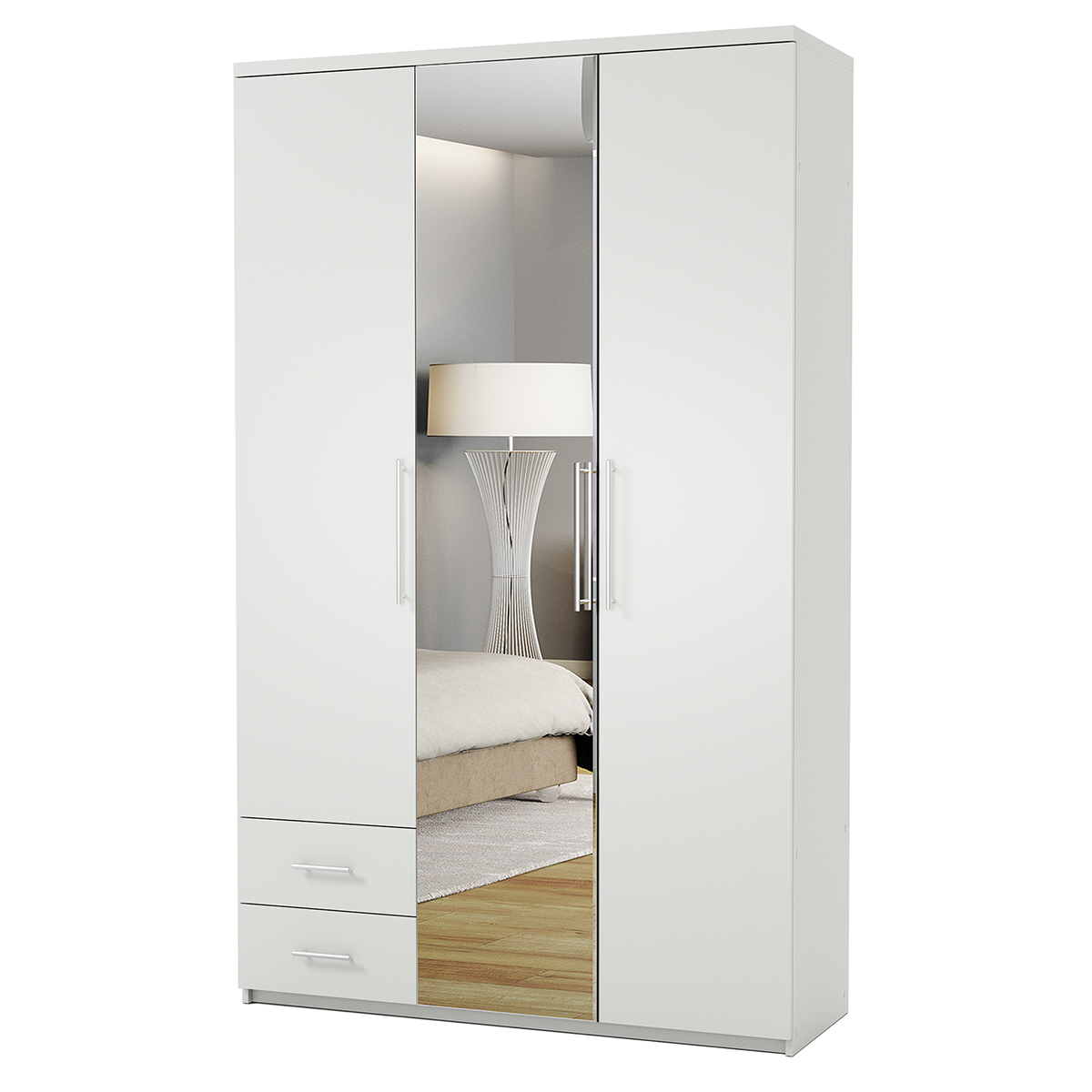 Шкаф трехдверный с зеркалом Шарм-Дизайн Комфорт МКЯ-32/1 165х45 белый